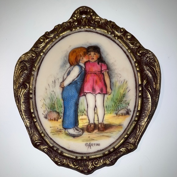 Artini | Art | Two Vintage Artini Sculptured Engraving Hand Painted ...